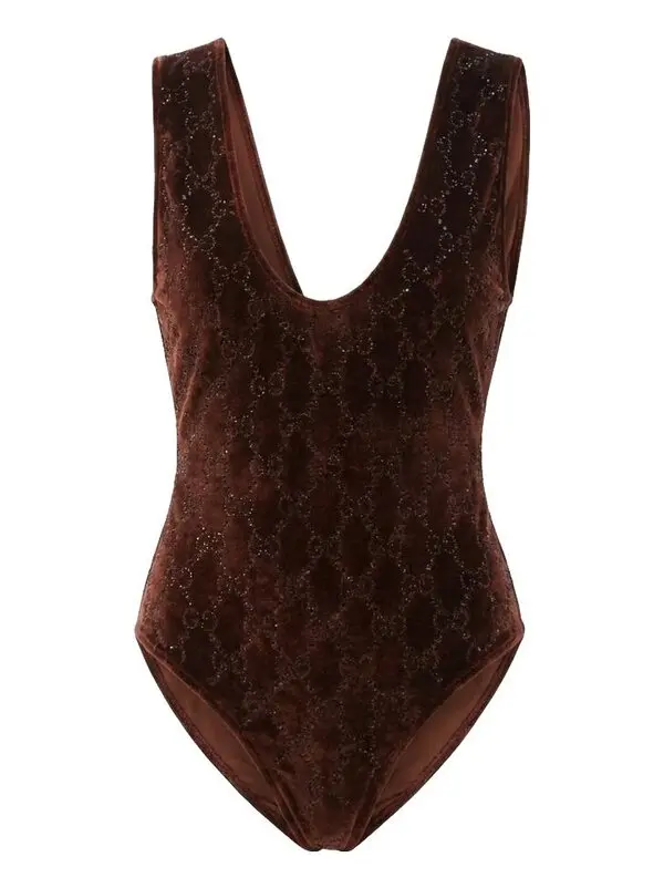 Gucci Gg Embellished Bodysuit - Brown