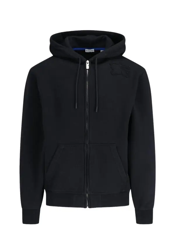 Burberry Zip-up Drawstring Hoodie - Black