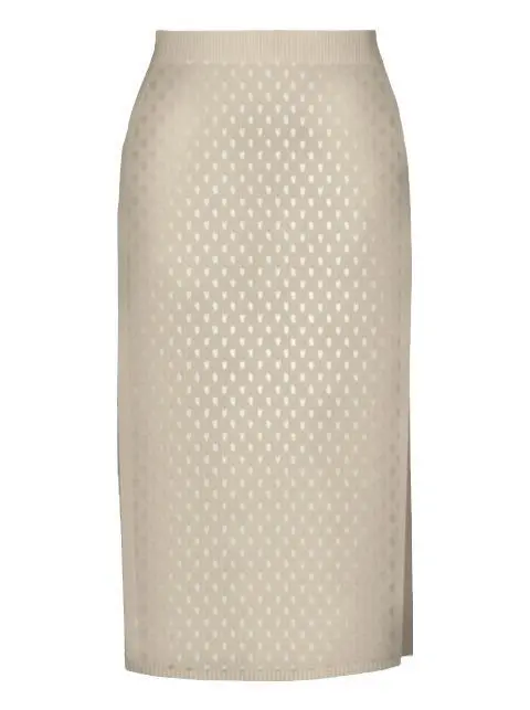 MC2 SAINT BARTH Darline Crochet Midi Skirt - Nude