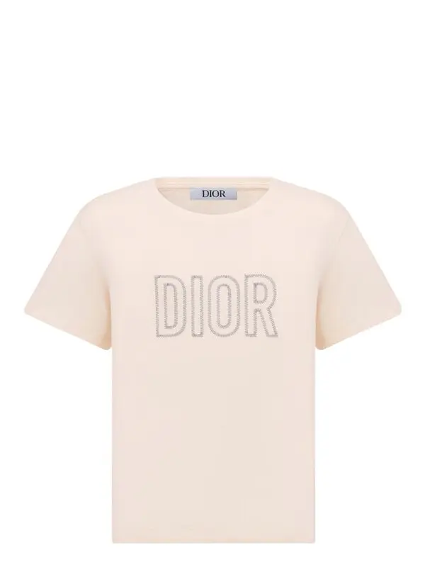 Dior Short Sleeve T-shirt With Metallic Topstitching - Vanilla White