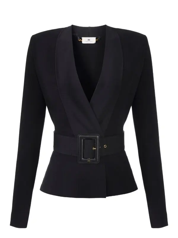 Elisabetta Franchi Belted Tricot Jacket - Black