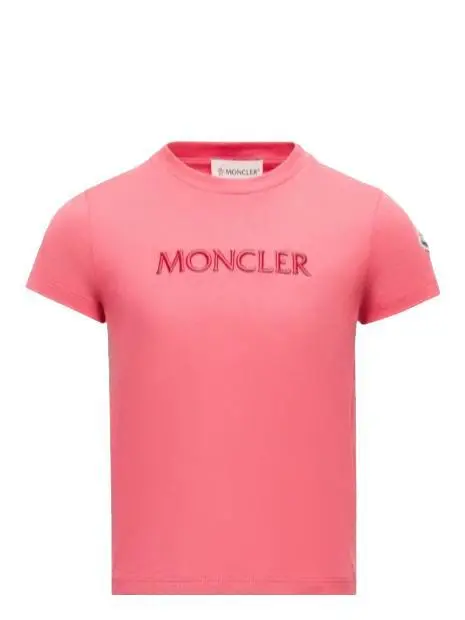 Moncler Embroidered Logo Cotton T-shirt - Pink