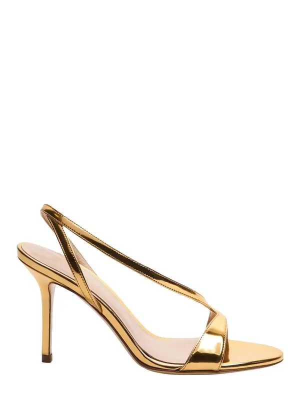 SCAROSSO Paula Almond-toe Strappy Stiletto Sandals In Metallic Leather - Golden