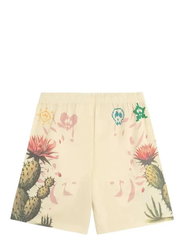 BARROW Cactus Print Popeline Shorts - Nude