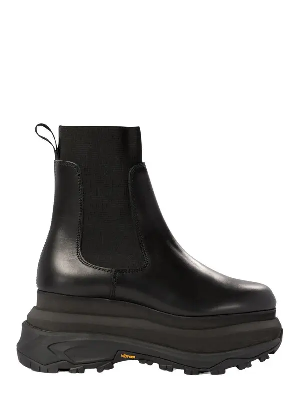 Sacai Leather Chelsea Boots - Black