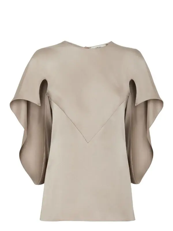 Fendi Cape Sleeved Blouse With Cut-out Detail - Gray