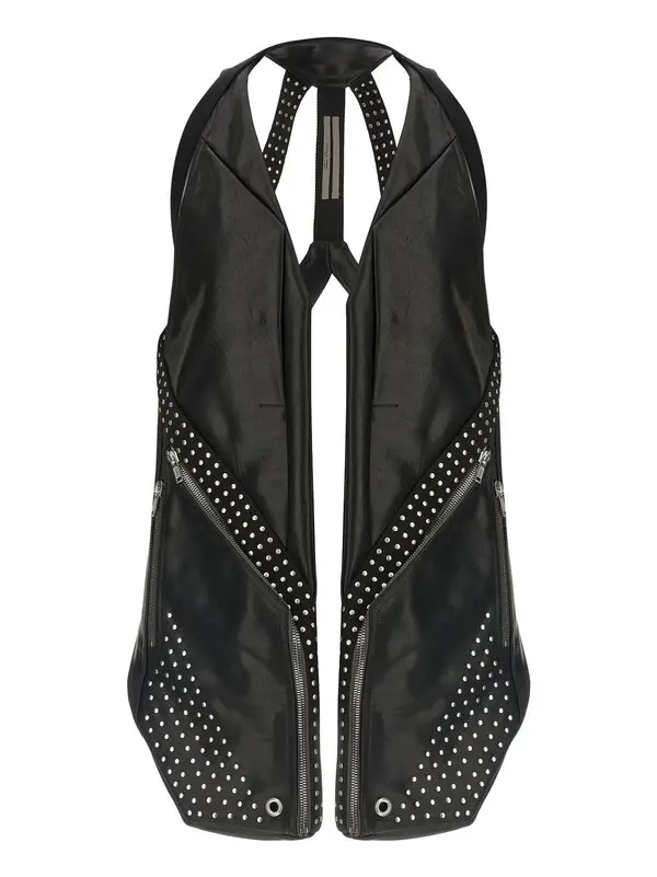 Rick Owens Temple Zip Detailed Vest - Black