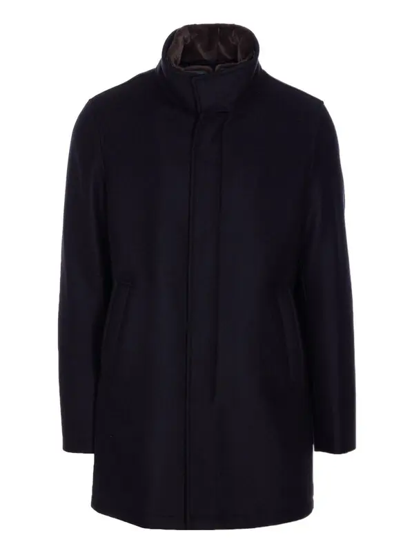 Herno High Neck Long Coat - Black