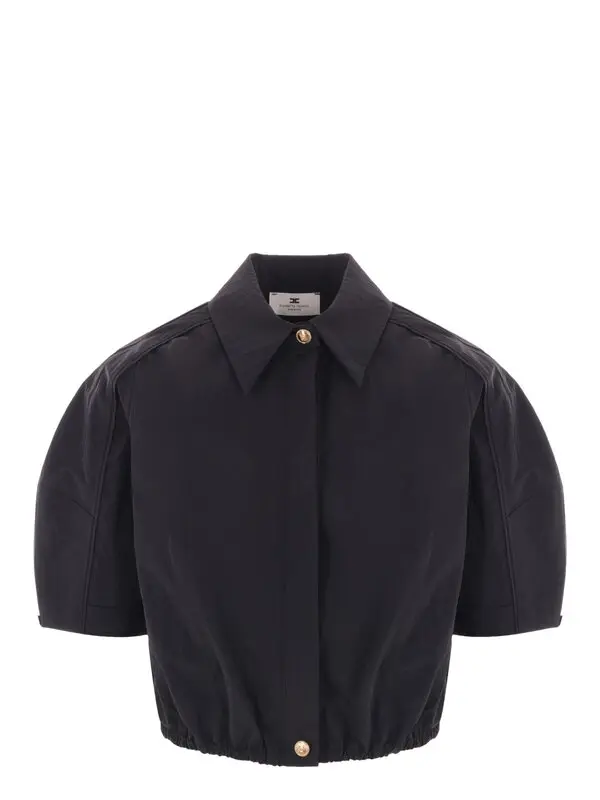 Elisabetta Franchi Cropped Shirt With Elasticated Hem - Black