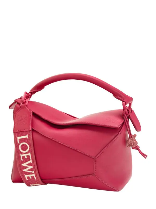 Loewe Small Puzzle Edge Bag In Satin Calfskin - Red