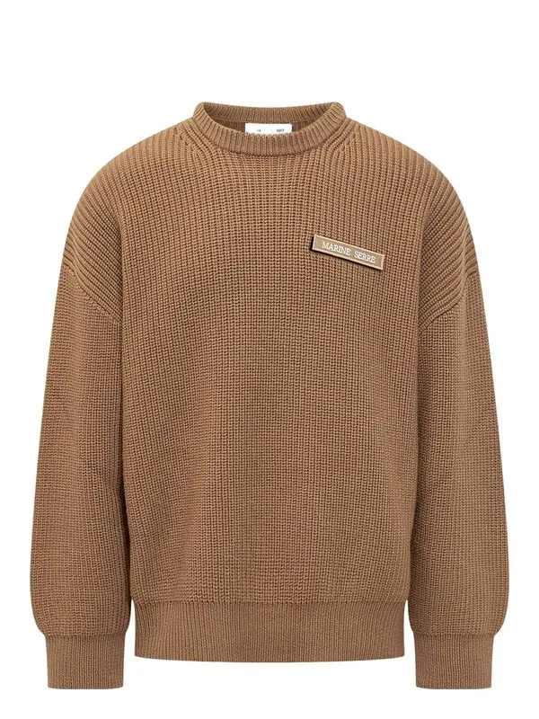 MARINE SERRE Fisherman Logo Patch Knitted Sweater - Brown