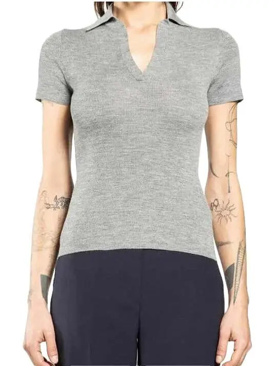 Max Mara Short-sleeved Polo Shirt - Gray
