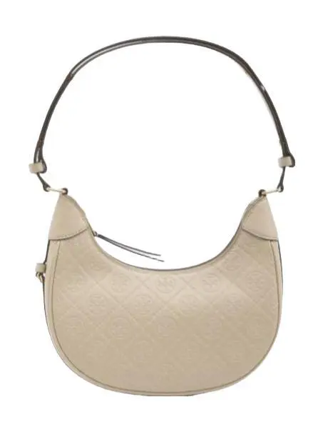 Tory Burch T Monogram Crescent Bag - Beige