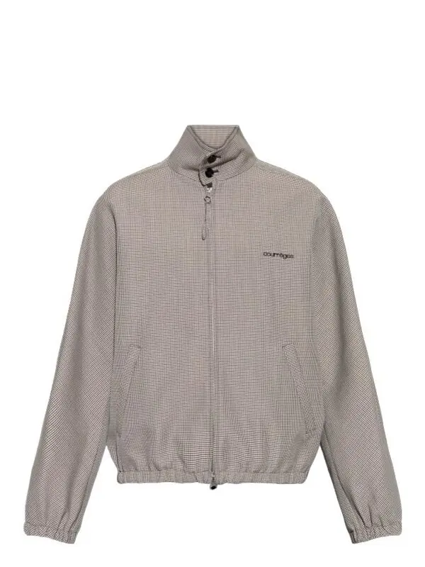 COURREGES Houndstooth Zip-up Jacket - Natural Red And Black