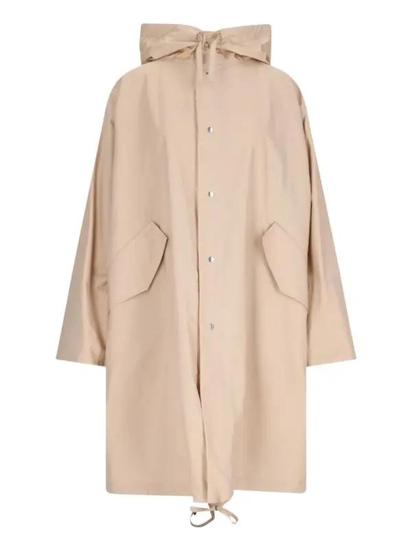 JIL SANDER Logo Printed Drawstring Coat - Dark Sand