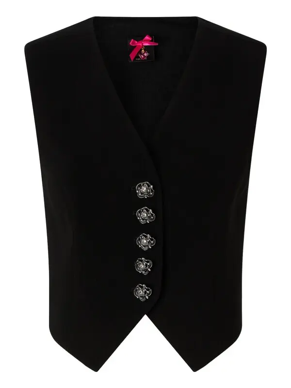 Pinko Buttoned V-neck Jacket - Black
