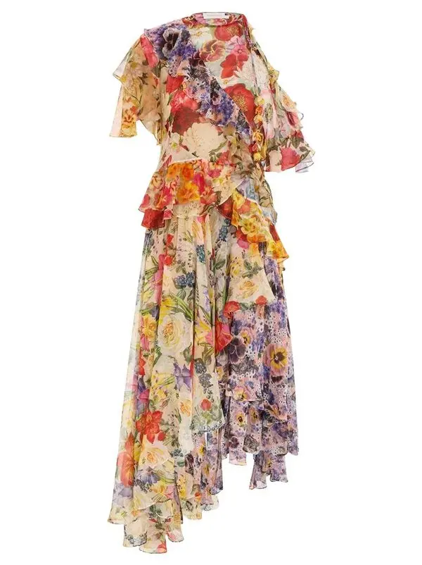 Zimmermann Wonderland Flounce Dress - Nude
