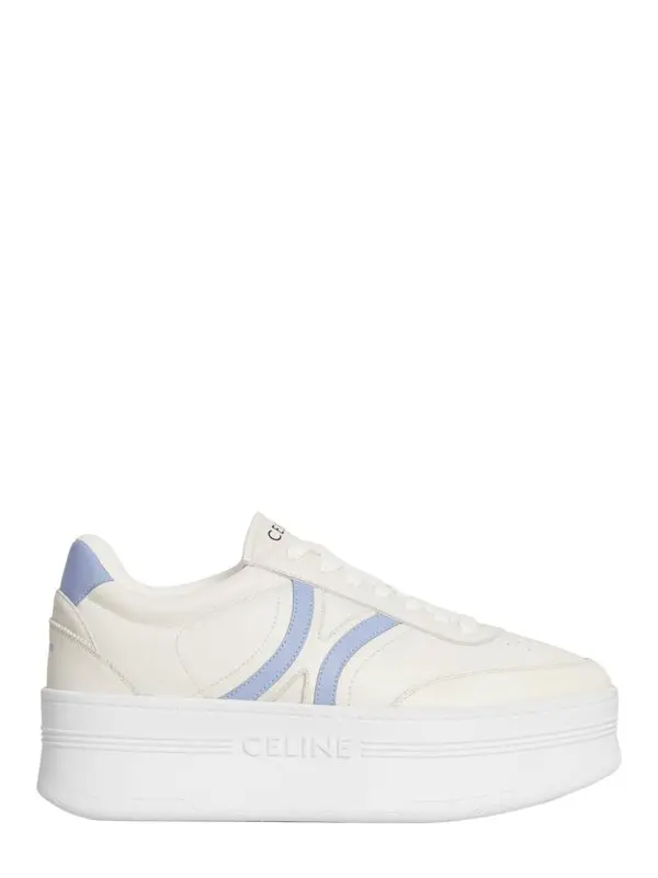 Celine Calfskin Sneakers With Wedge Outsole - Milk/light Blue