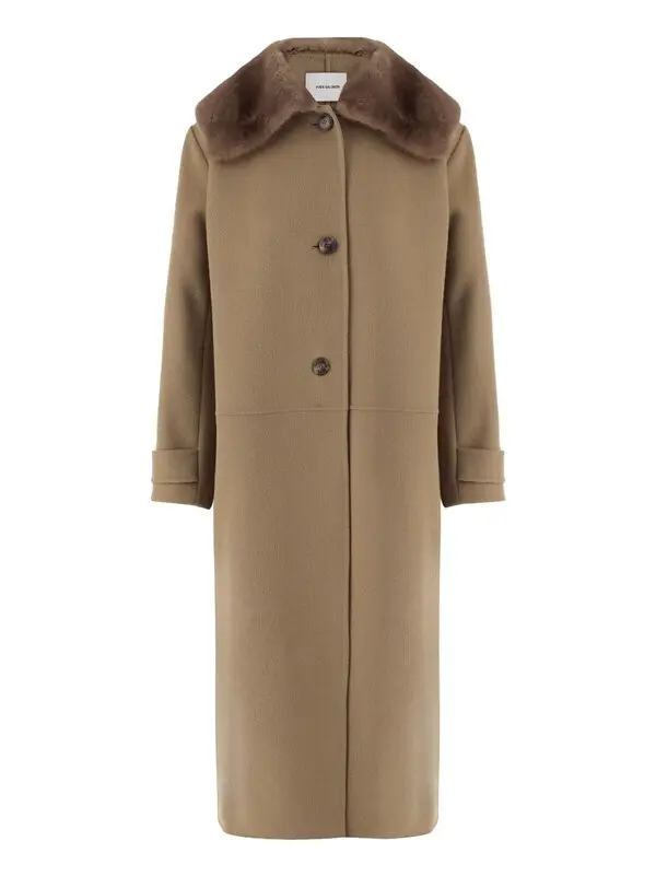 YVES SALOMON Mink Collar Long Coat - Brown