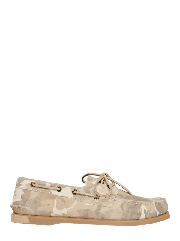 SCAROSSO Morgan Camo Boat Shoes - Camouflage Beige