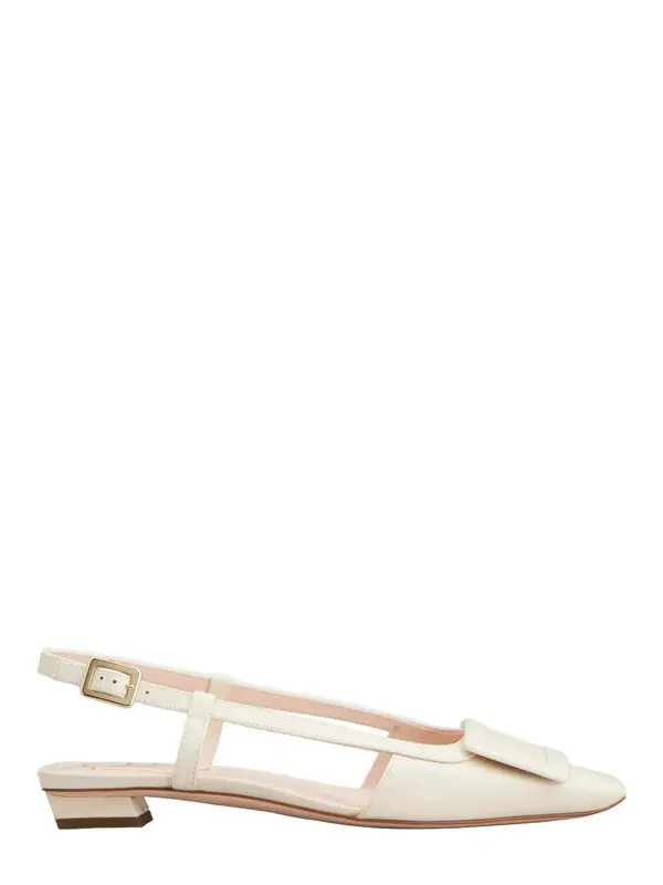 ROGER VIVIER Belle Vivier Slingback Ballerinas In Leather - Cream
