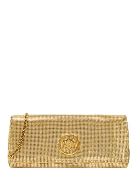 Versace Embellished Chain-linked Clutch Bag - Golden