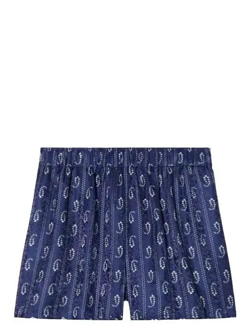 Tory Burch Camp Shorts - Blue Paisley