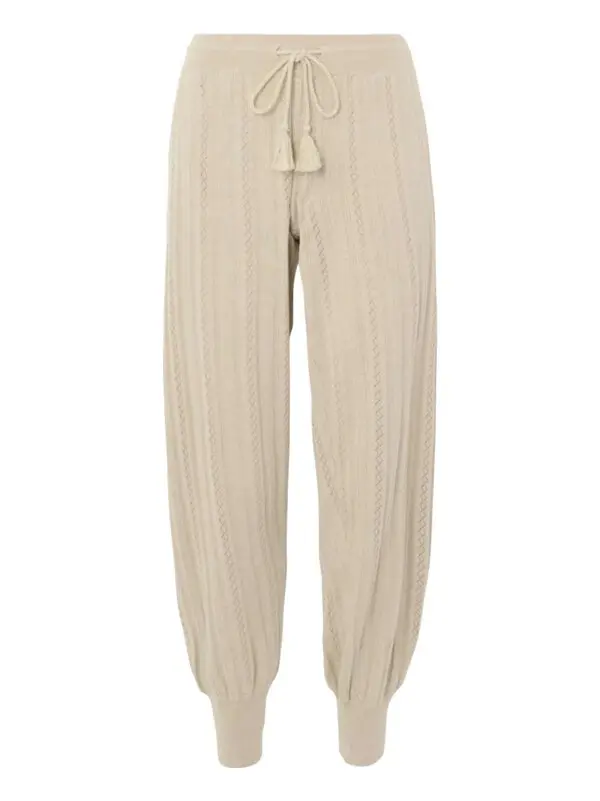 Valentino Garavani Knitted Drawstring Tassel Trousers - Beige