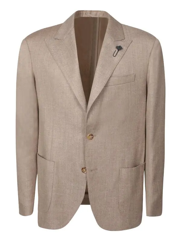 LARDINI Single-breasted Long Sleeved Blazer - Beige