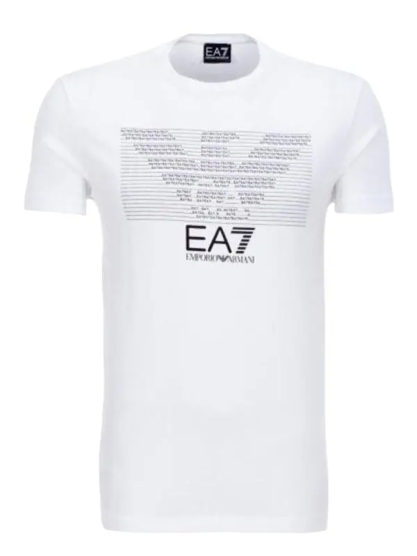 EA7 Logo Round-necked T-shirt - White
