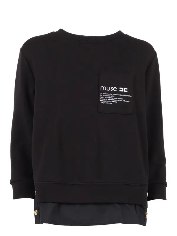 Elisabetta Franchi Cropped T-shirt With Button Details - Black