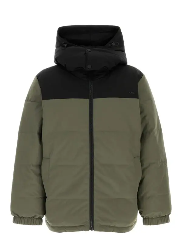 A.p.c. Reversible Quilted Hooded Jacket With Logo - Sage Green
