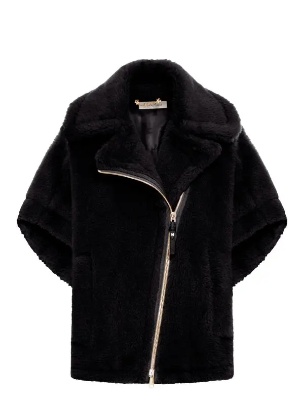 Max Mara Short-sleeved Zip-up Coat - Black