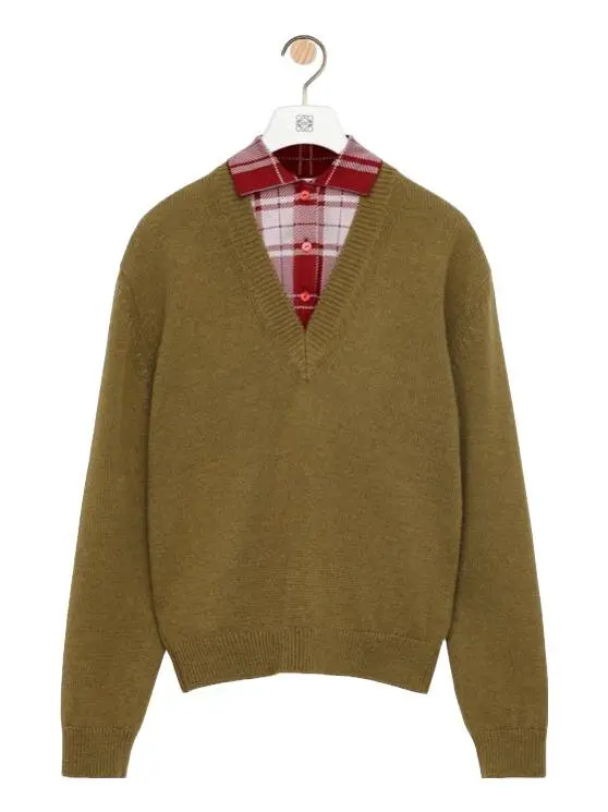 Loewe Trompe L'oeil Sweater In Wool And Silk - Green