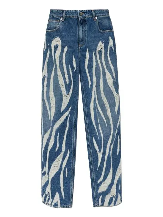 Blumarine Printed Distressed Jeans - Blue