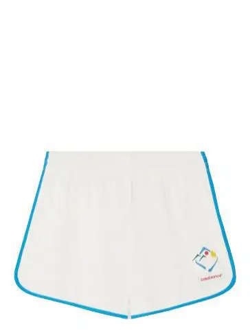 Casablanca Graphic Print Elastic Waist Shorts - White