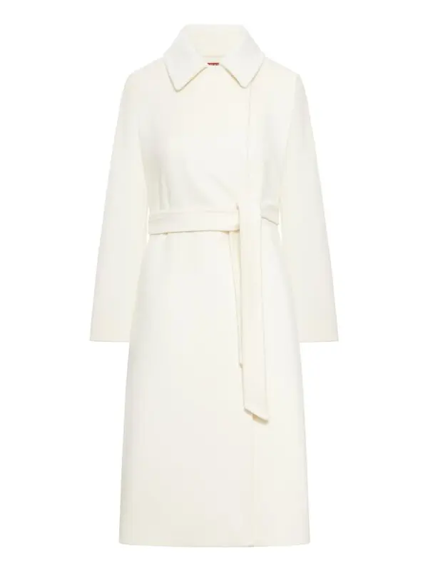 Max Mara Belted Long-sleeved Coat - White