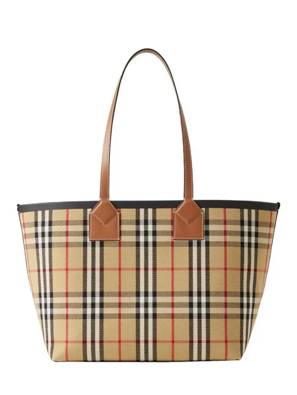 Burberry Checked Small Tote Bag - Nude