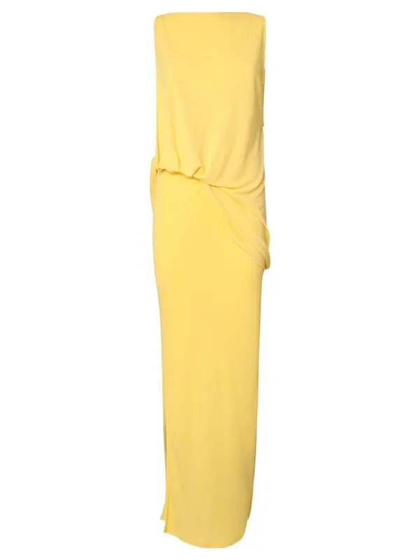 Jacquemus La Robe Peplo Longue Draped Long Dress - Yellow