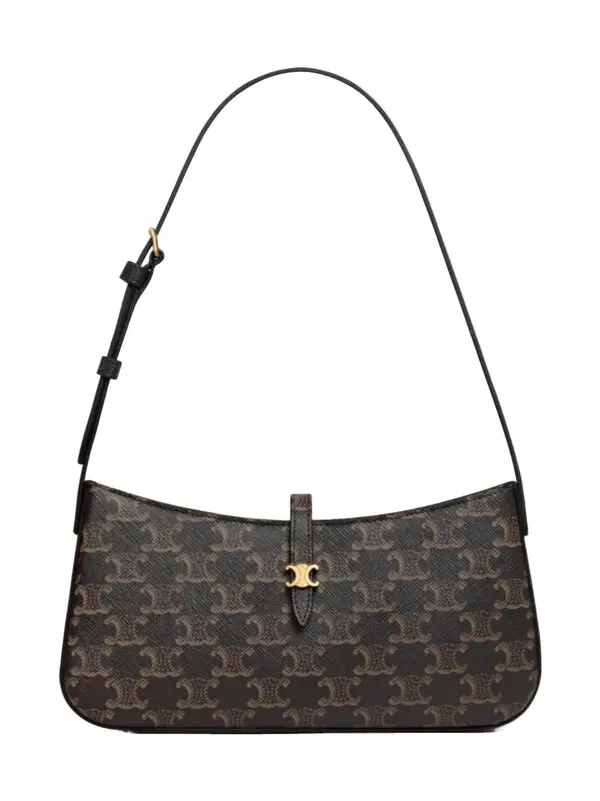 Celine Triomphe Canvas Shoulder Bag - Black