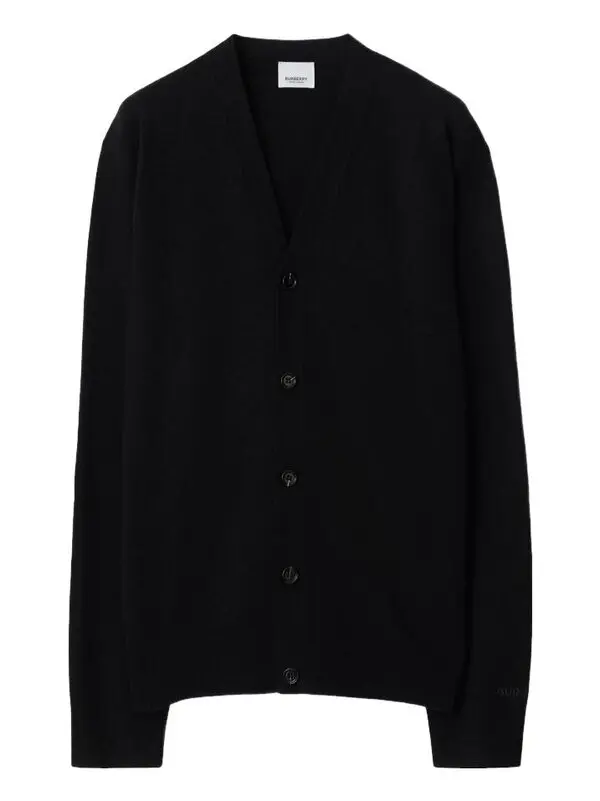Burberry Logo Cashmere Knit Cardigan - Black