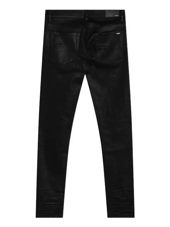 Amiri Cropped Slim Fit Jeans With Leather Inserts - Black