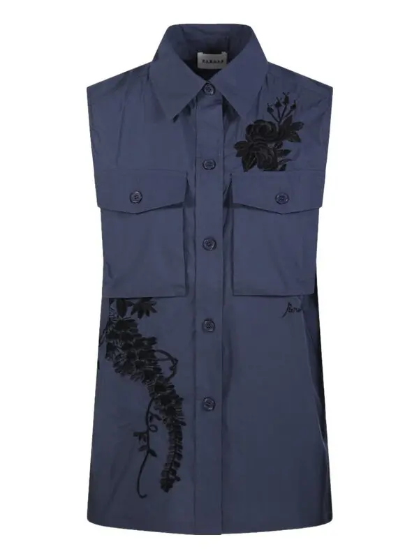P.a.r.o.s.h Sleeveless Embroidered Shirt - Blue