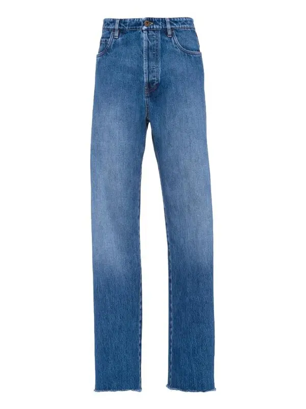 Miu Miu Five-pocket Denim Jeans With Embroidered Logo Detail - Blue