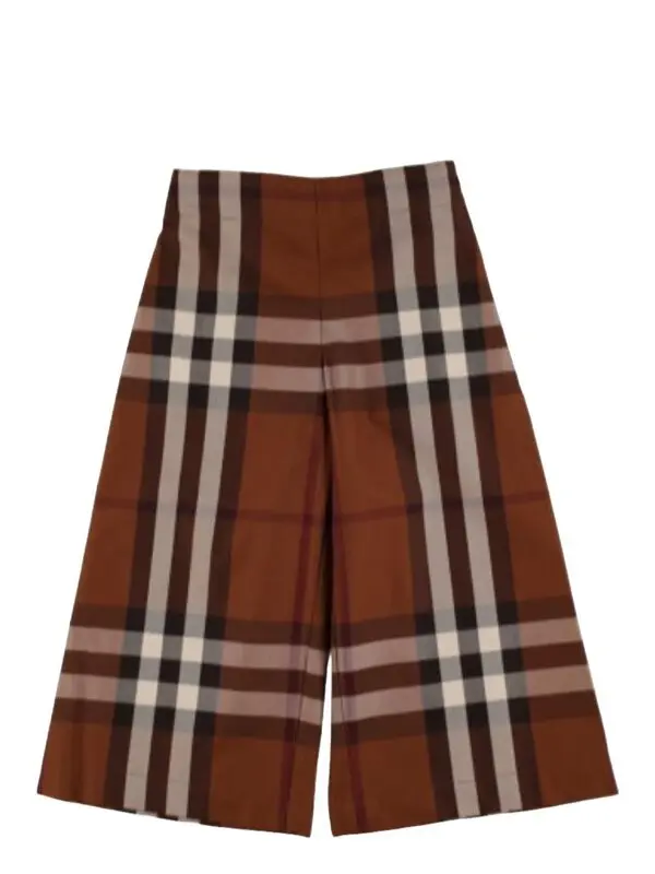 Burberry Plaid Printed Wide-leg Trousers - Brown