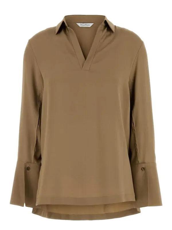 Max Mara Long Sleeve V-neck Top - Brown
