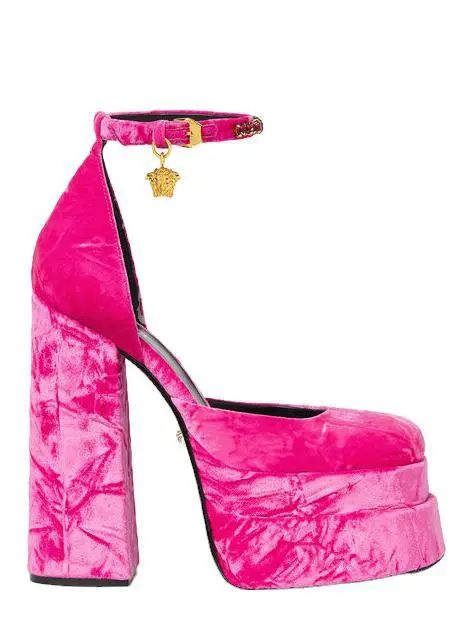 Versace Medusa Aevitas Embellished Platform Pumps - Pink