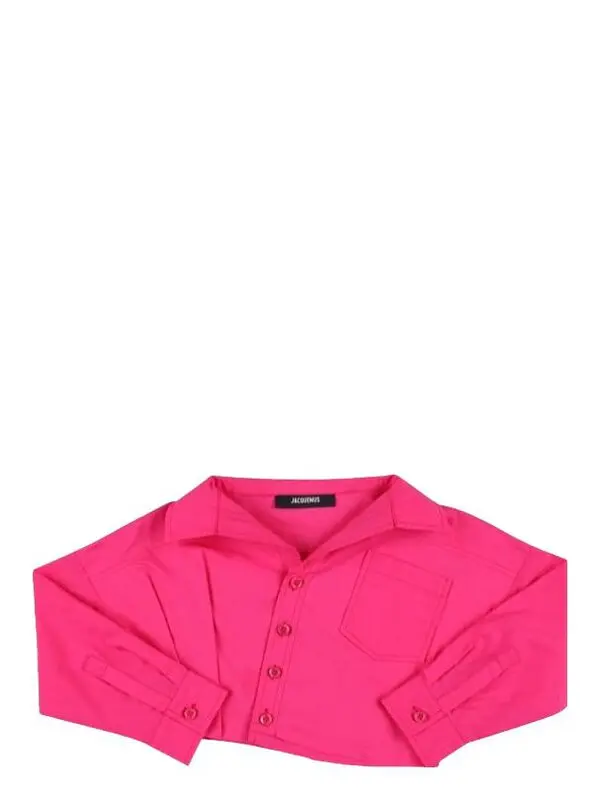 Jacquemus Lapel Collar Long Sleeve Cropped Shirt - Pink