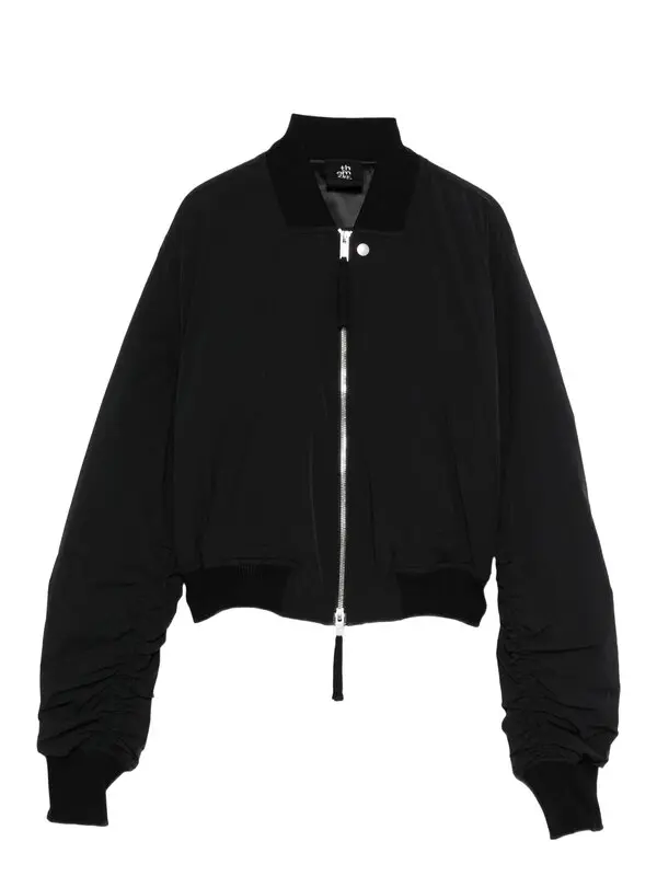 THOM KROM Zip-up Ruched Bomber Jacket - Black