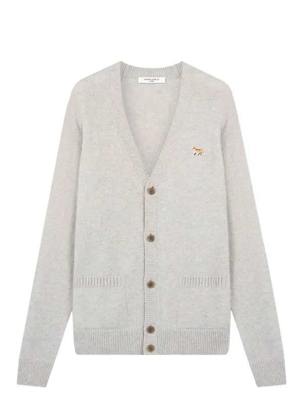 Maison Kitsuné Fox Patch V-neck Cardigan - White